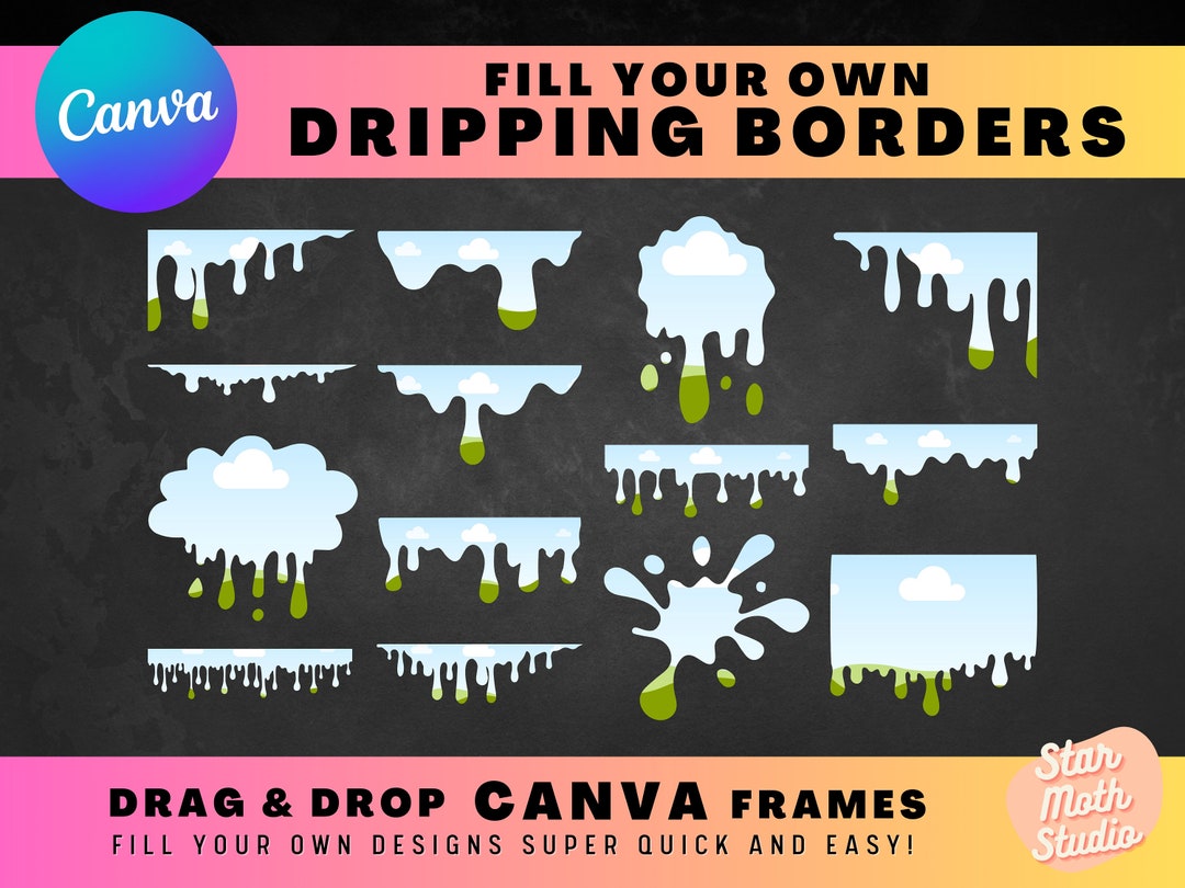 Dripping Border Canva Frames, Drag and Drop Photo Template, Editable ...