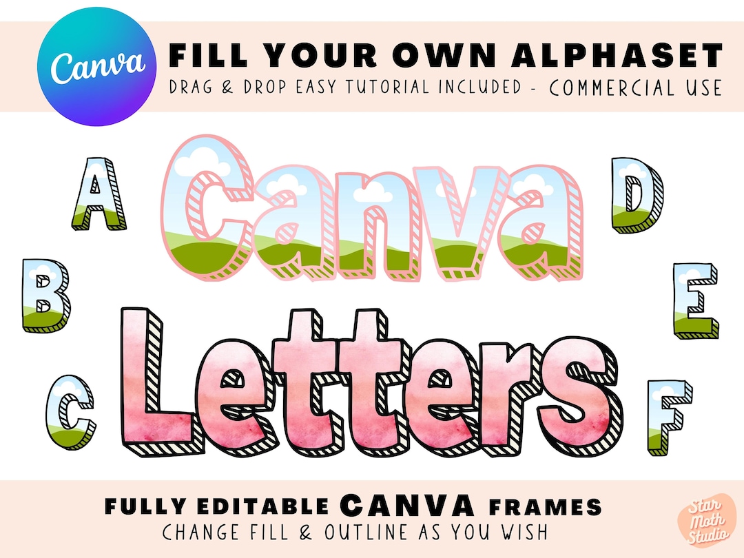 Fill Your Own DOODLE Letters on CANVA, Drag and Drop, Commercial Use ...