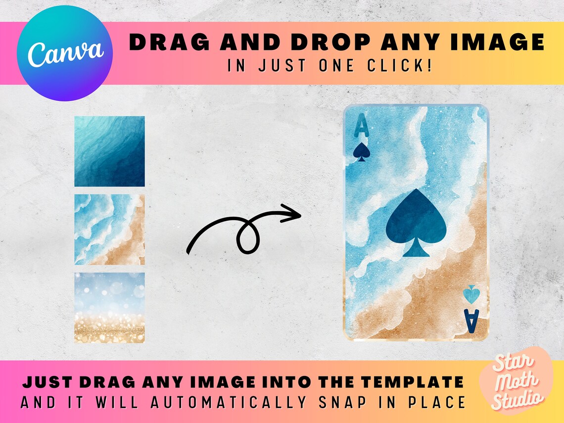 Ace Playing Cards Canva Frames Bundle - Easy Drag and Drop Design ...