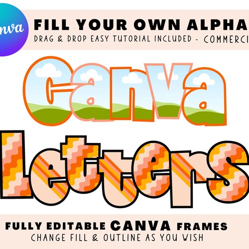 Fill Your Own Uppercase Doodle Letters on CANVA With Drag and - Etsy Fill Your Own Uppercase Doodle Letters on CANVA With Drag and - Etsy