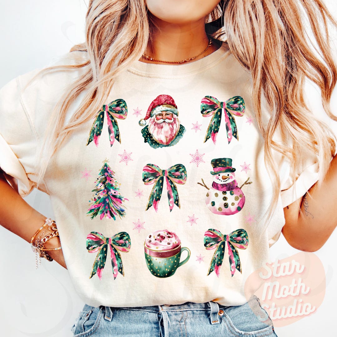 Coquette Christmas Png, Coquette Bow Png, Emerald Green and Pink ...