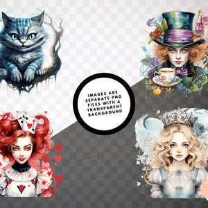 50 Alice in Wonderland PNG Watercolor Clipart Bundle, Watercolor Alice ...