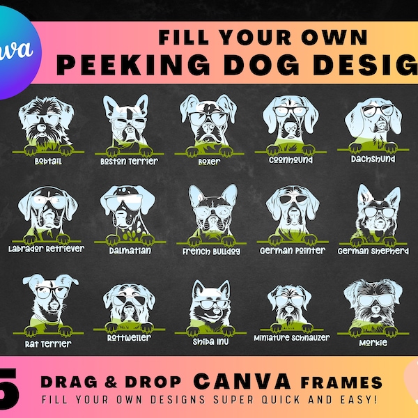 Canva Frame Template Dogs - Etsy