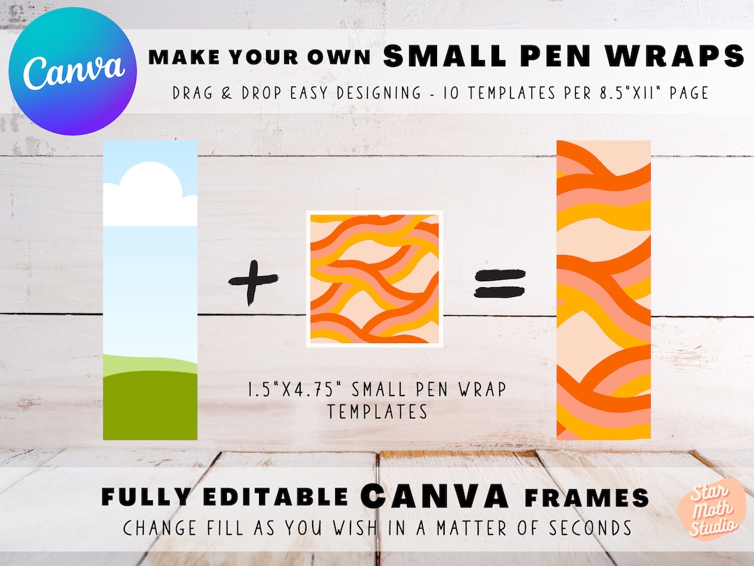 Make Your Own Small PEN WRAPS on CANVA, 10 Editable Canva Element ...