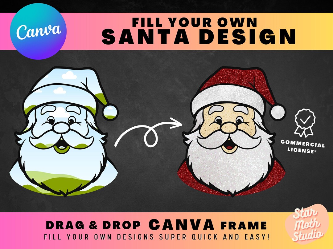 Cute Christmas Santa Claus CANVA FRAMES, Easy Drag and Drop Editable ...
