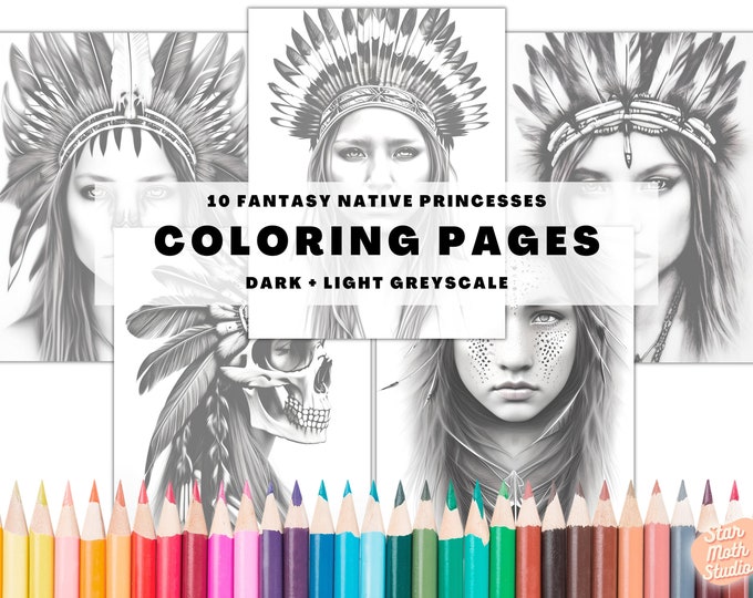 Digital Art PDF Beautiful Native American Indian Woman Coloring Book ...