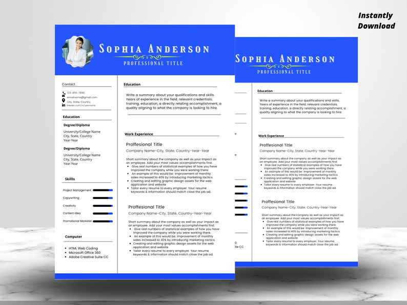 Professional Resume Template Design, Editable Resume, Modern Resume ...
