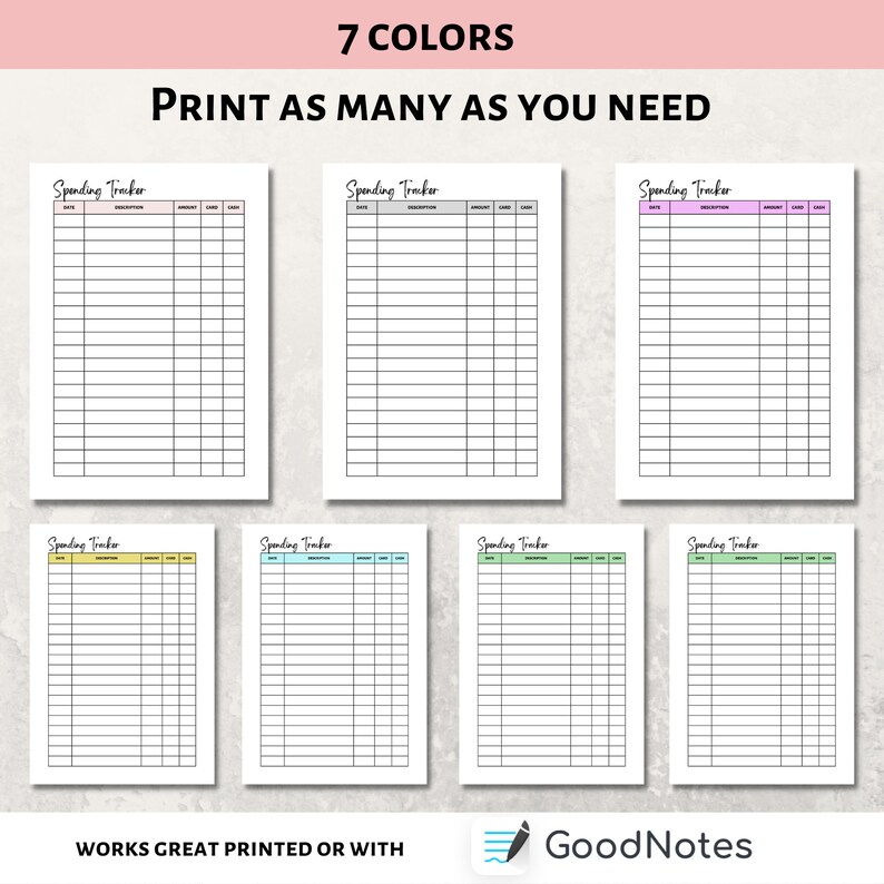Spending Tracker Expense Tracker Printable Spending Log Purchase ...