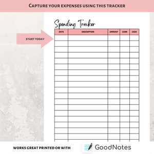 Spending Tracker Expense Tracker Printable Spending Log Purchase ...