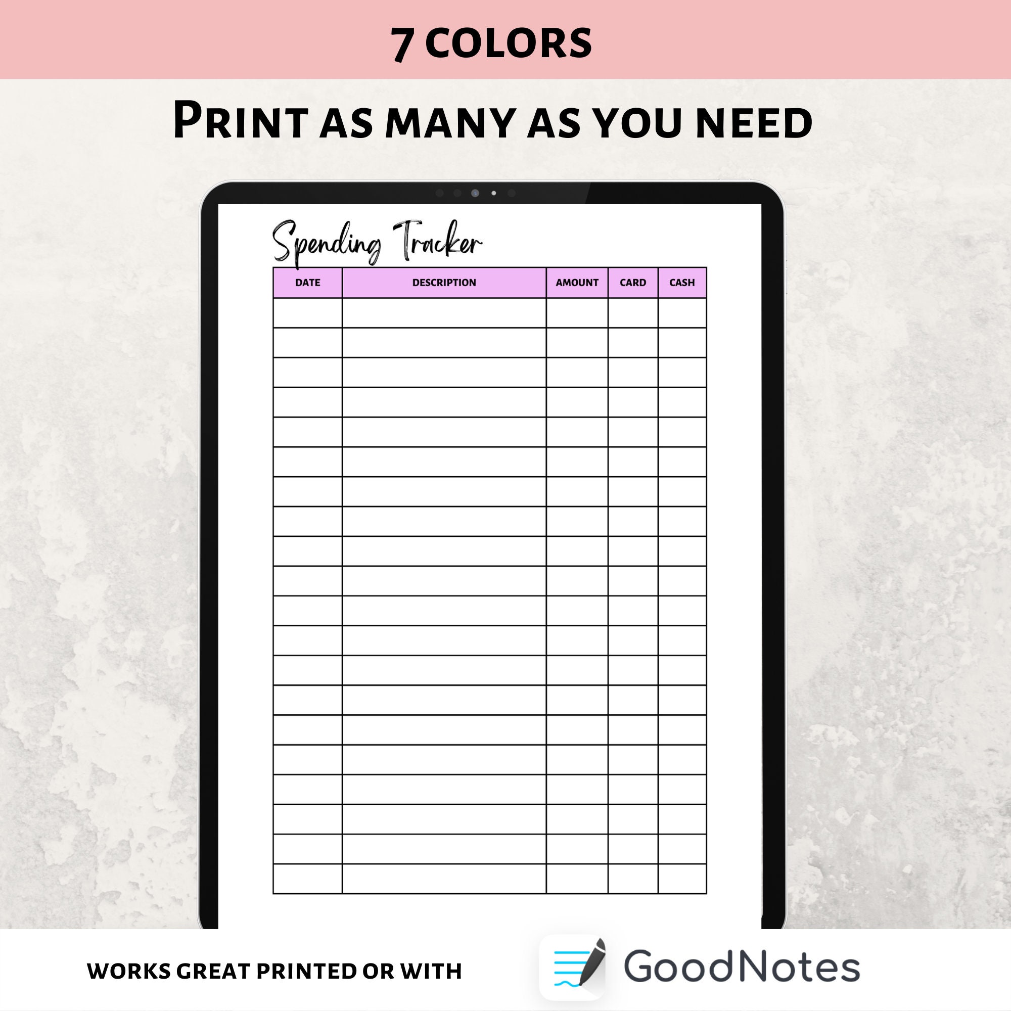 Spending Tracker Expense Tracker Printable Spending Log Purchase ...