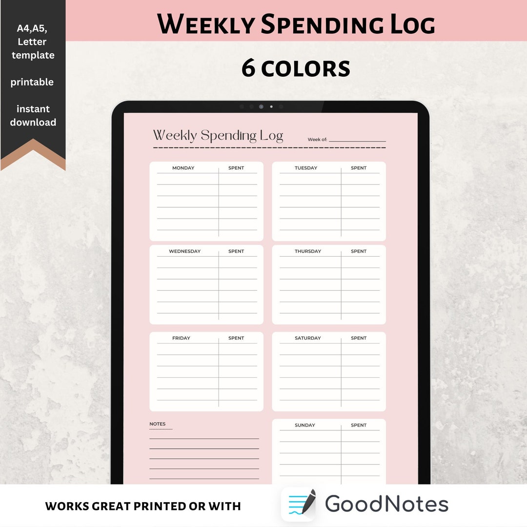 Weekly Spending Tracker, Spending Tracker, Expense Tracker Printable ...