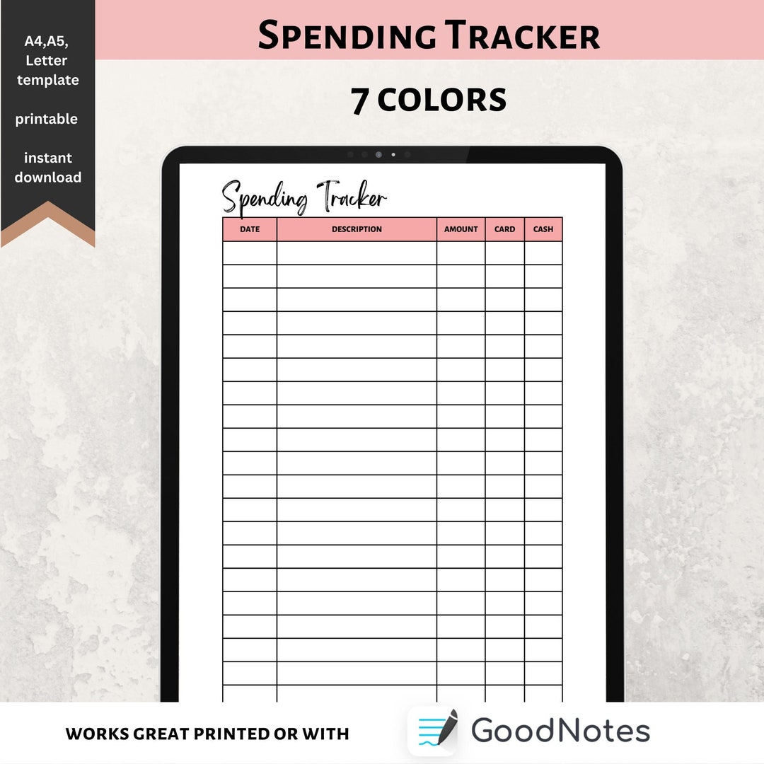 Spending Tracker Expense Tracker Printable Spending Log Purchase ...