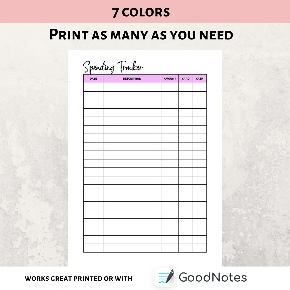Spending Tracker Expense Tracker Printable Spending Log Purchase ...