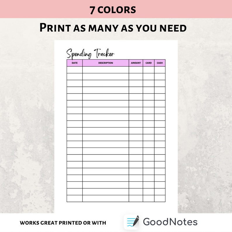Spending Tracker Expense Tracker Printable Spending Log Purchase ...