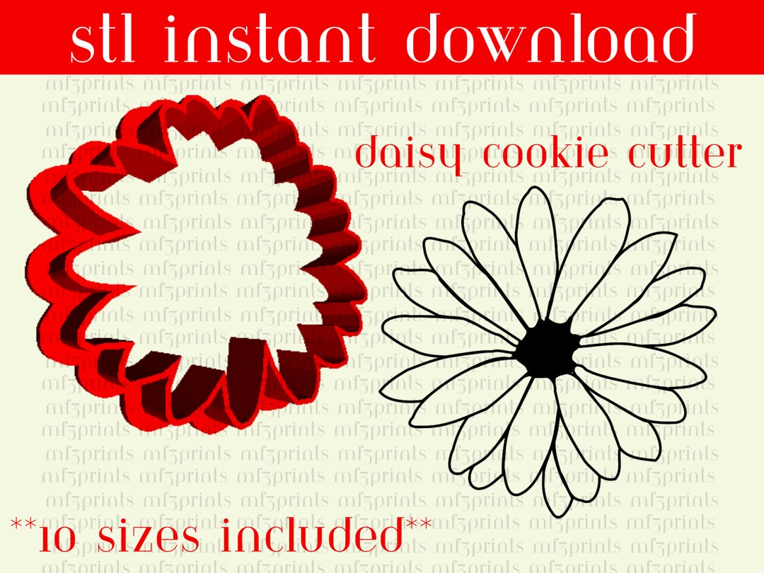 Daisy Flower Cookie Cutter STL File Instant Download, STL Cookie Cutter ...