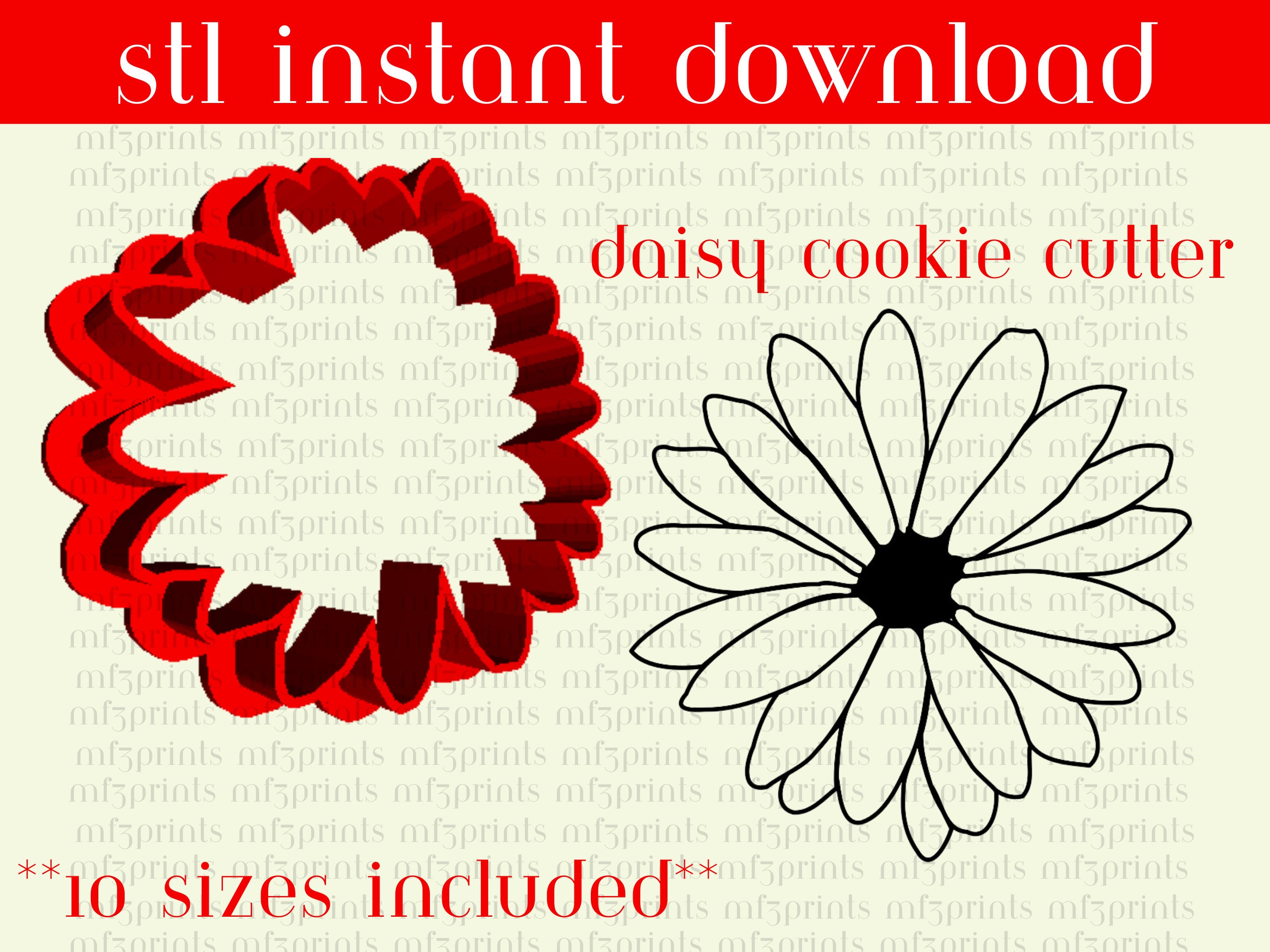 Daisy Flower Cookie Cutter STL File Instant Download, STL Cookie Cutter ...