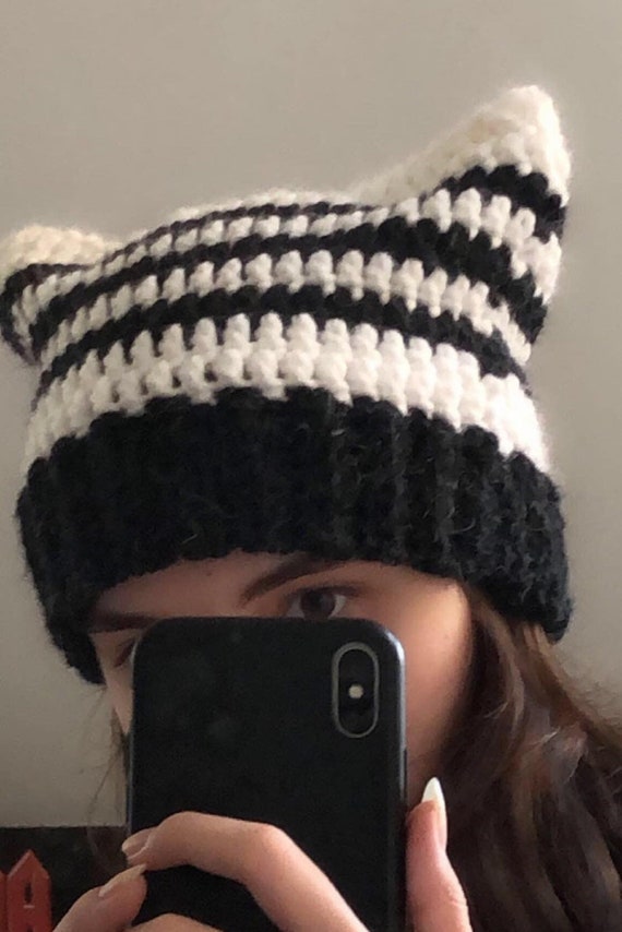Cat Beanie Crochet Cat Ear Beanie Cat Ears Crochet Square - Etsy