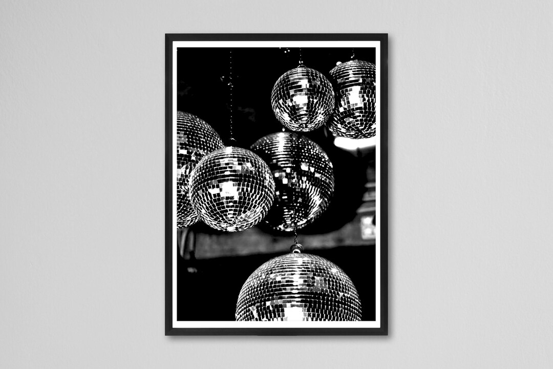Disco Wall Print, Retro Photo Digital Download, Black and White Print ...