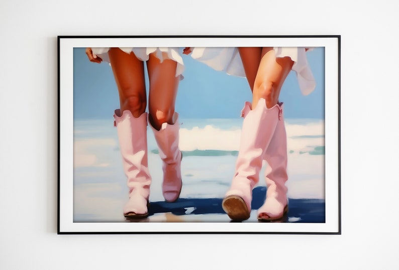 Coastal Cowgirl Printable Poster Print Boots Trendy Preppy Cowgirl