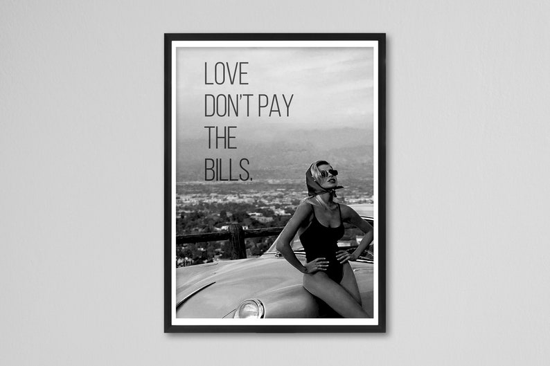 Love Don't Pay the Bills Retro Wall Art Trendy Wall Art - Etsy
