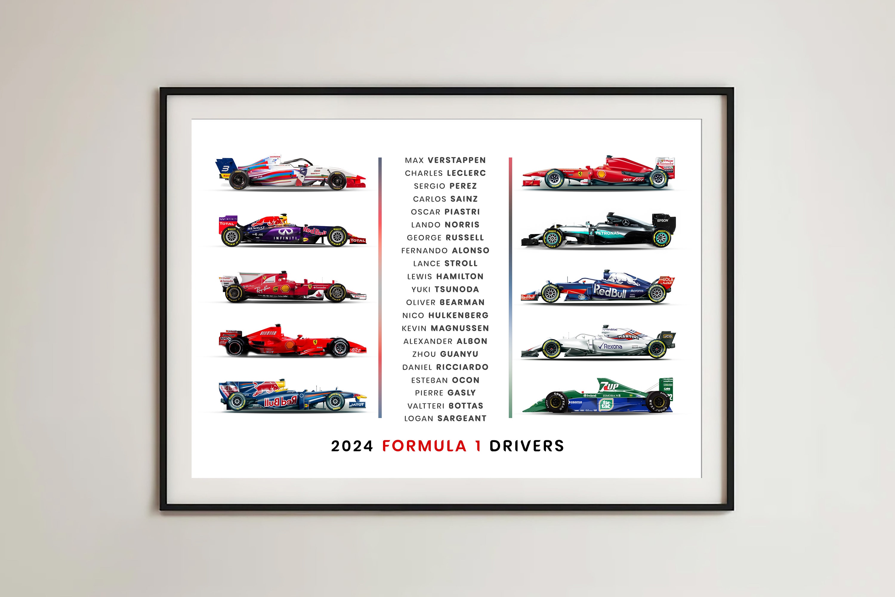 2024 Formula 1 Drivers Poster, F1 Wall Art, Gift for Him, F1 Poster ...