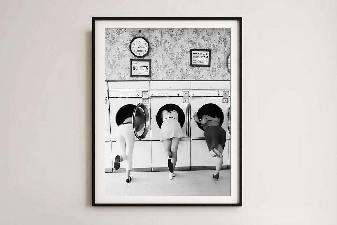 Woman in Washing Machine Art Print: Whimsical Bathroom Decor (8x10 ...