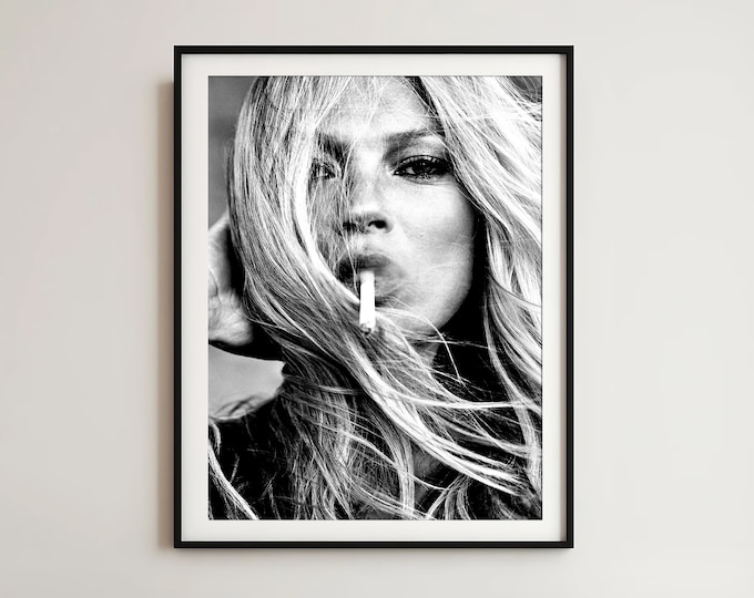Kate Moss, Photography Prints, Retro Poster, Fashion Poster, Black and ...
