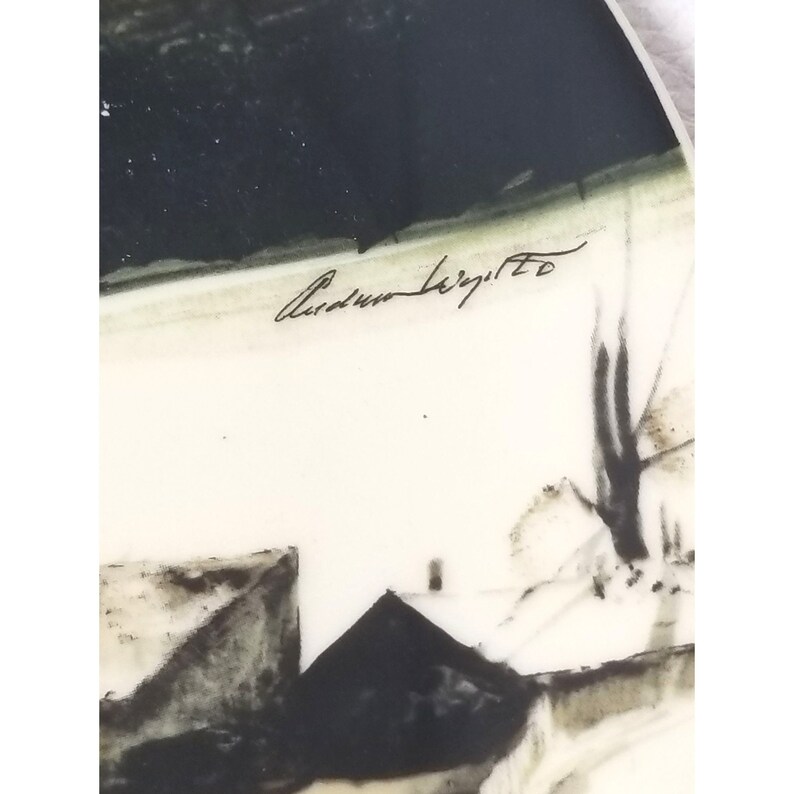 1971 Andrew Wyeth Plate Georg Jensen the Kuerner Farm USA Black White ...