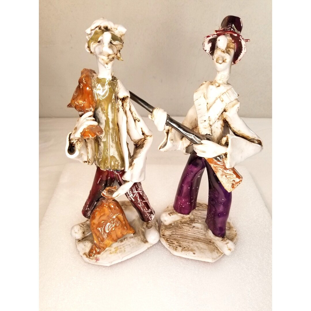 Vintage Rare Artist Designed Caricature Figurines Brothers Hobo Hunter ...