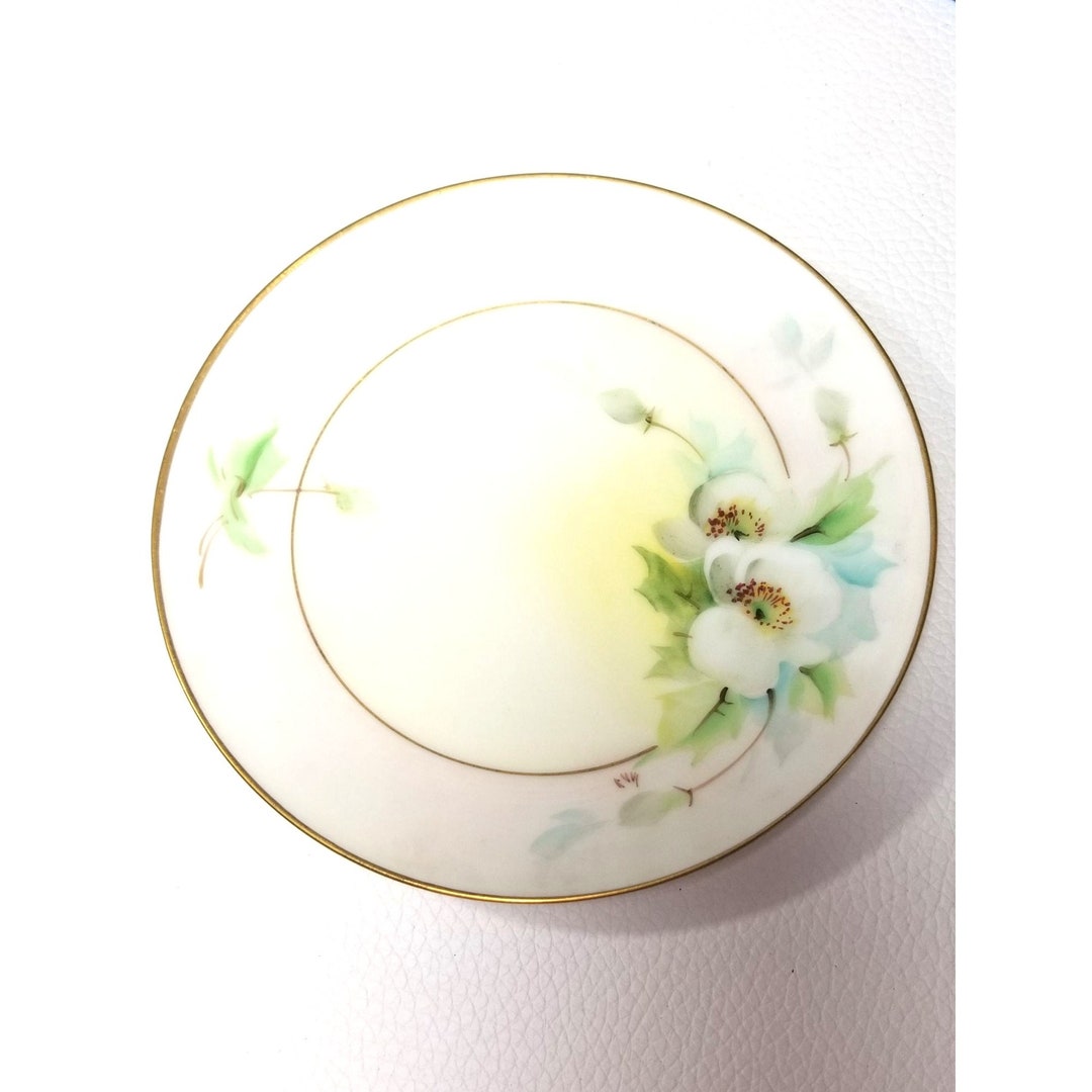 Antique WA Pickard Hand Painted Plate White Rose Potter's Mark Pre 1918 ...