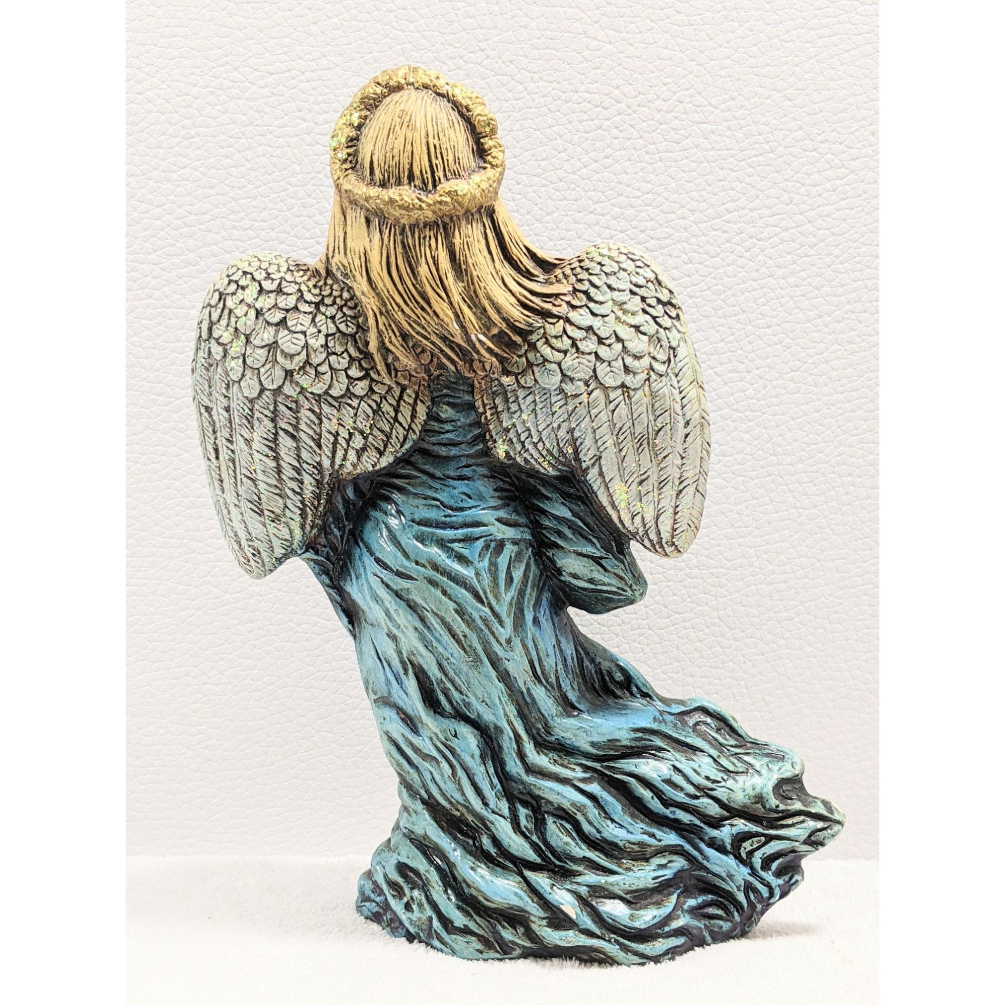 Vintage 1995 Hand Painted Plaster Angel Teal Gown Blonde Hair - Etsy