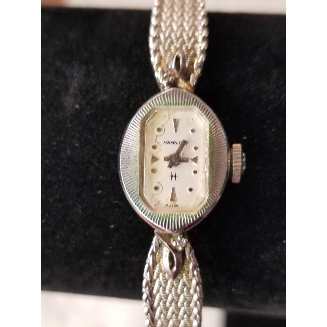 Vintage Hamilton Ladies Watch 10K GF Bezel Genuine Diamonds 17 Jewel ...