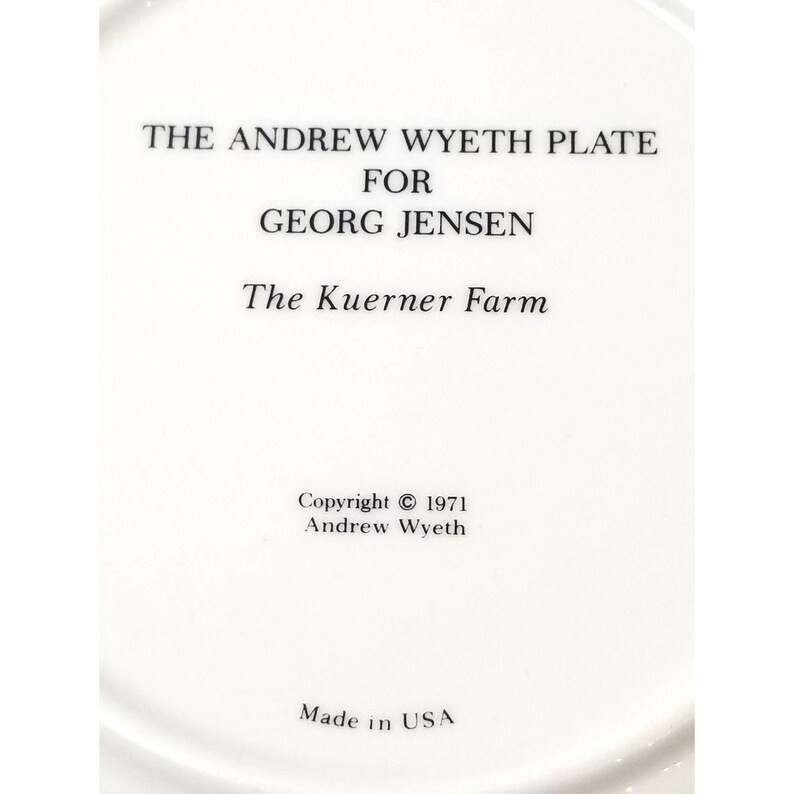1971 Andrew Wyeth Plate Georg Jensen the Kuerner Farm USA Black White ...