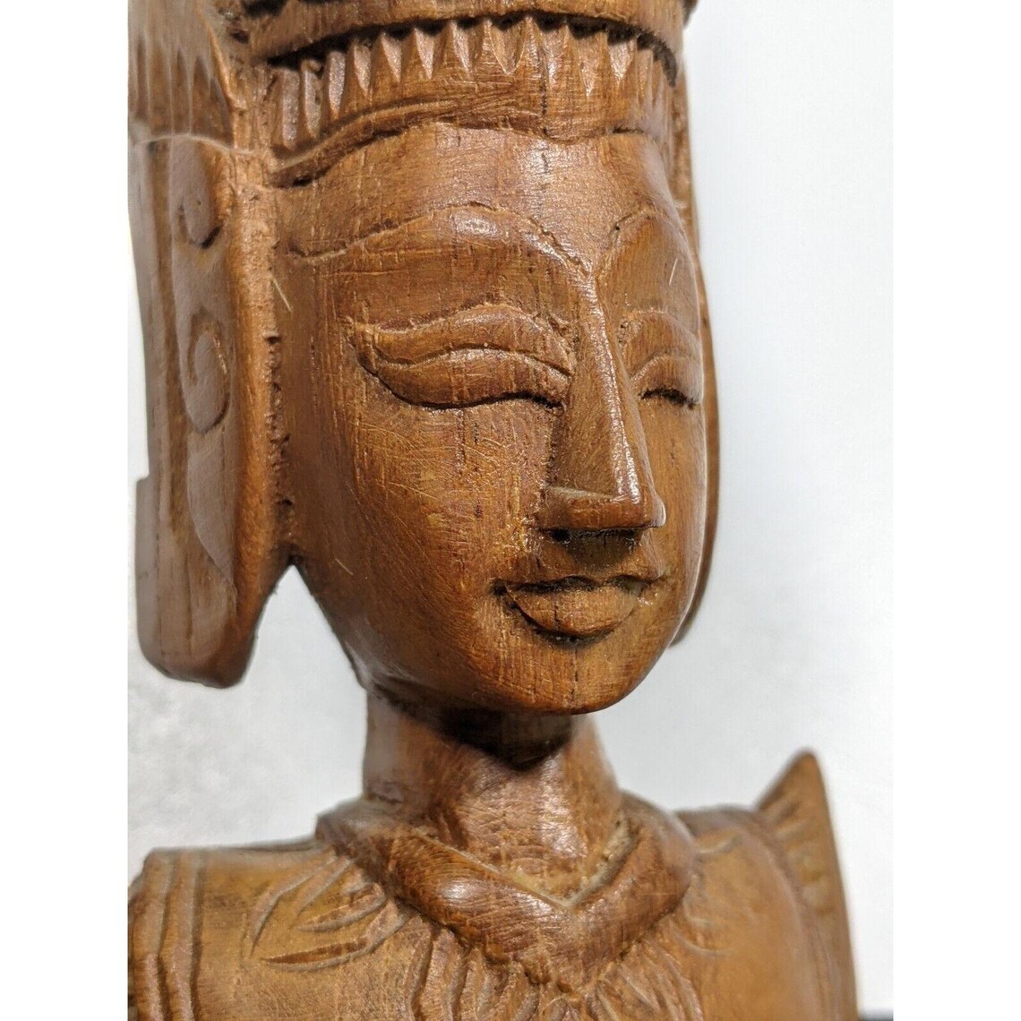 Wooden Carved Kneeling Thailand Thai Princess Tribal Goddess Praying ...