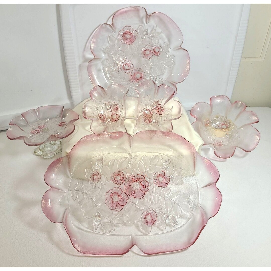 Mikasa Rosella 5 Piece Serving Set Relish Hostess Compote Bowls Platter ...