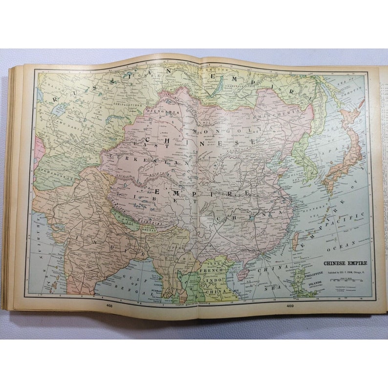 Antique 1901 Cram's Atlas of the World Ancient and Modern New Census ...