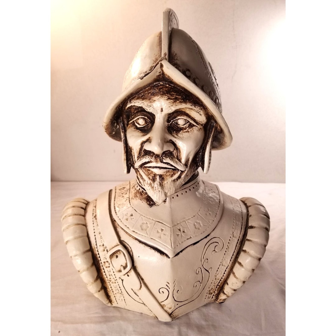 Vintage RARE Ceramic Bust Conquistador Juan Rodriguez Cabrillo Stamped ...