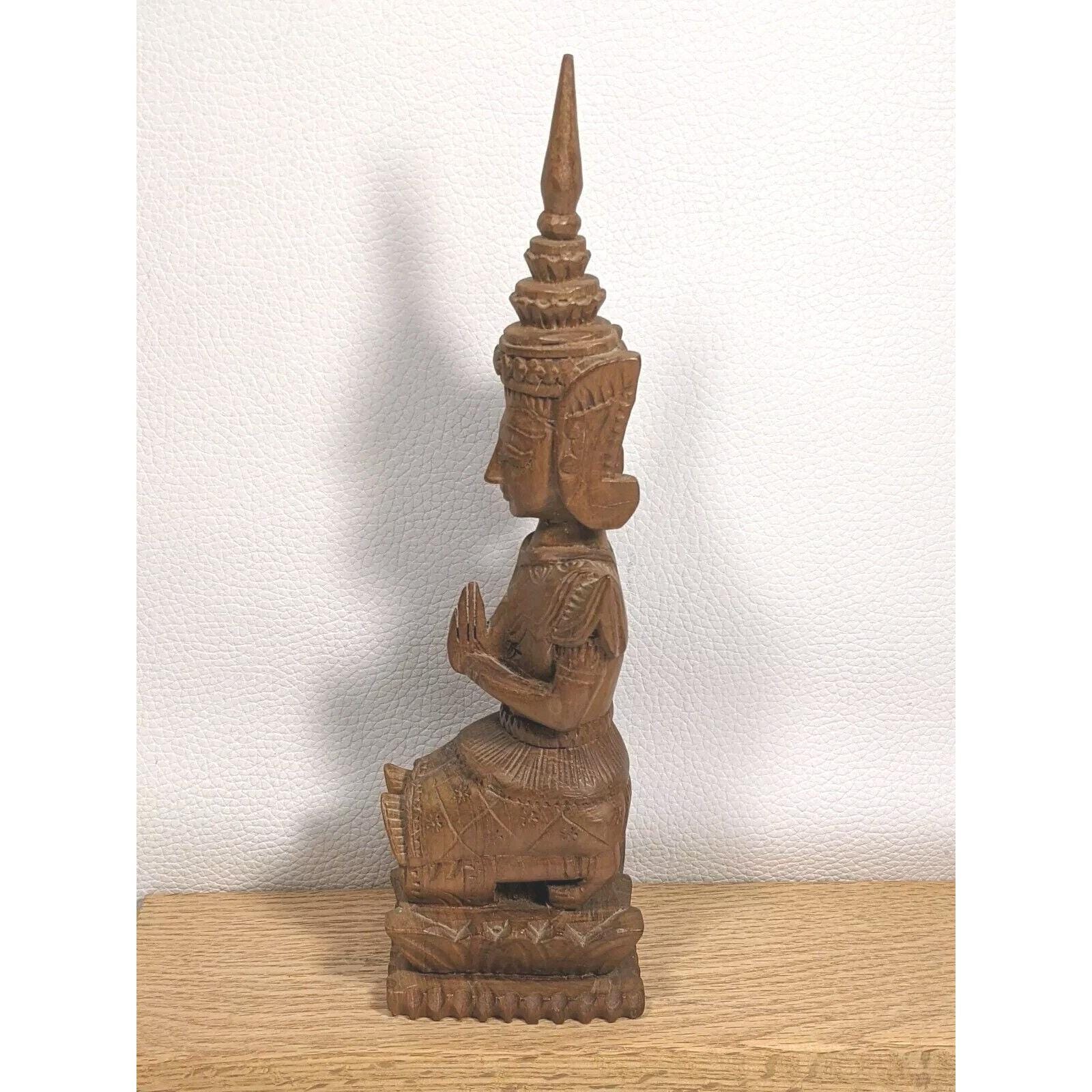Wooden Carved Kneeling Thailand Thai Princess Tribal Goddess Praying ...