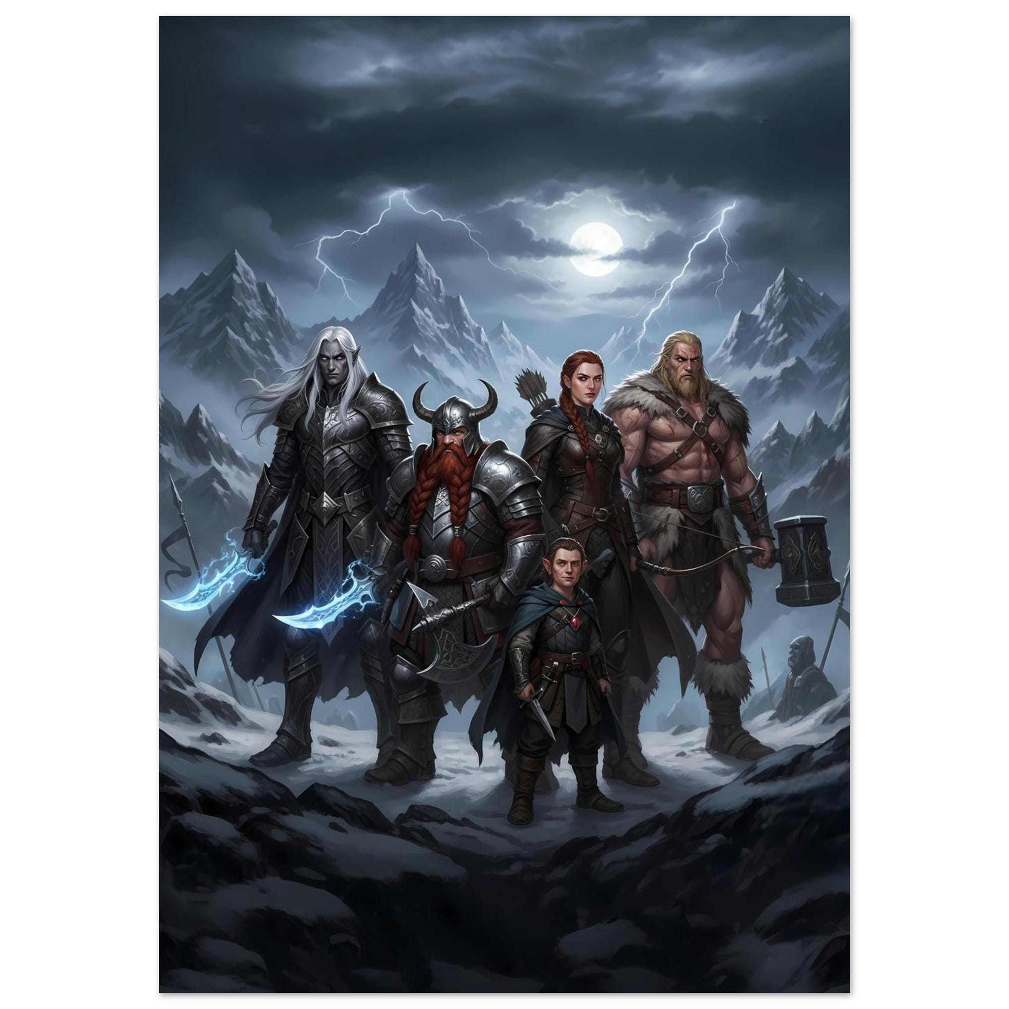 Drow Elf Fantasy Adventuring Party Poster | Dark Fantasy RPG Hero Group ...