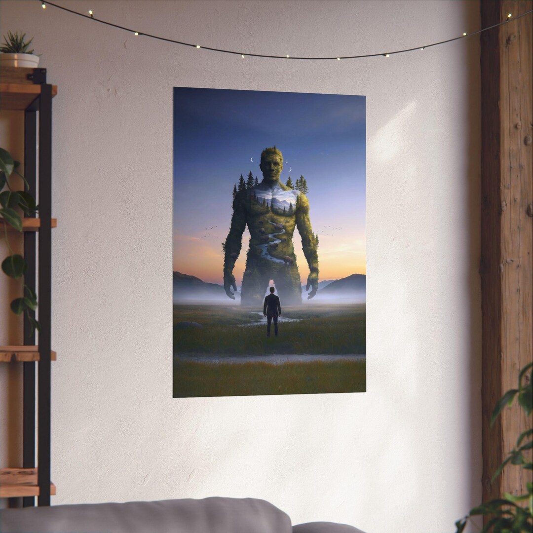 Nature Spirit Colossus Poster | Surreal Spiritual Fantasy Wall Art - Etsy