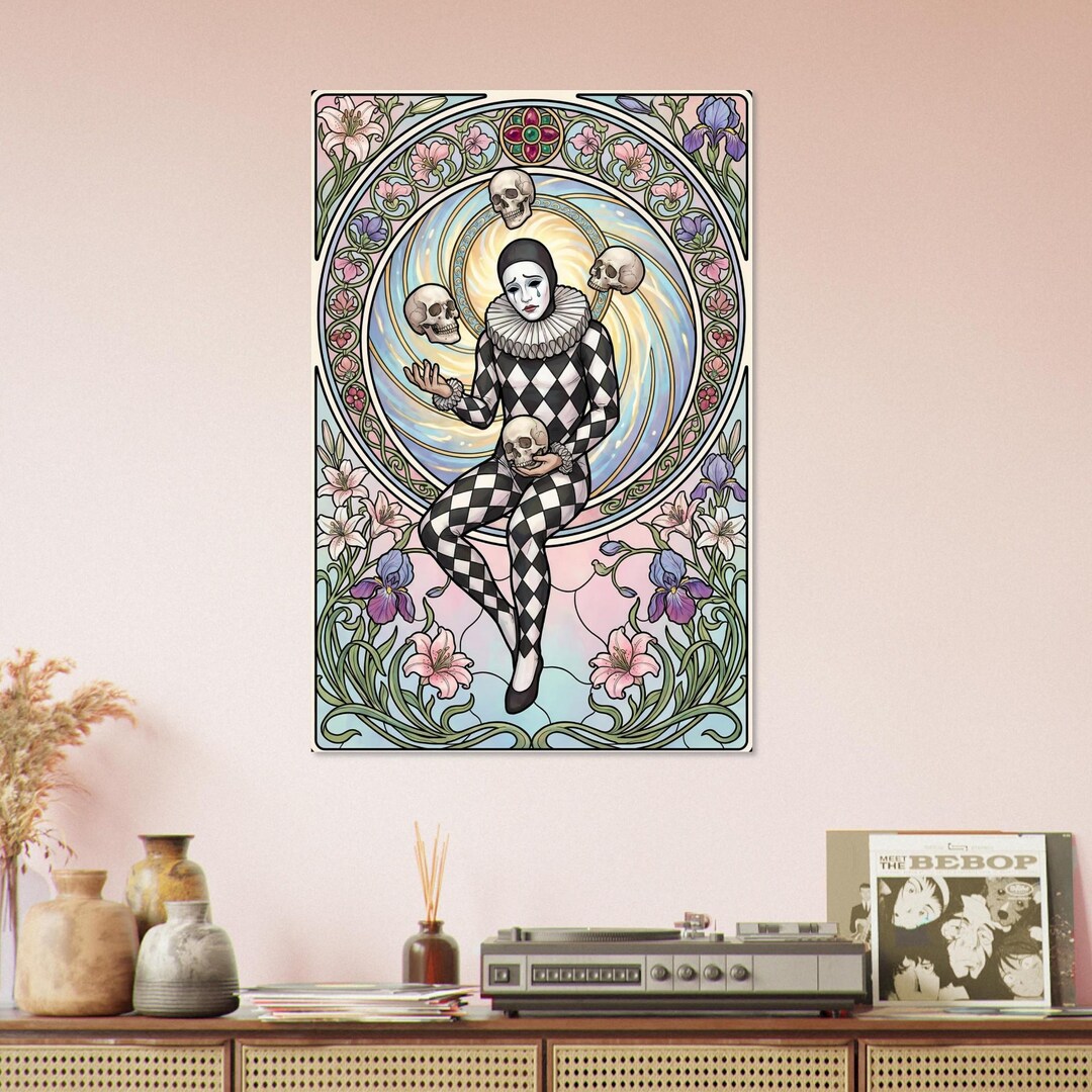 Sad Harlequin Juggler Art Nouveau Gothic Wall Poster - Etsy Australia