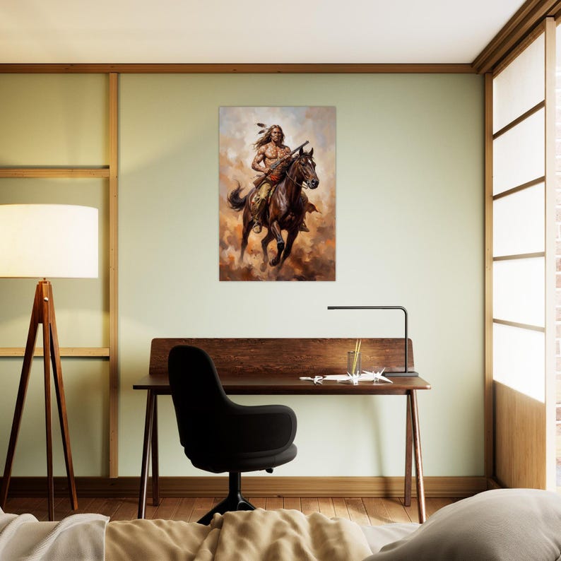Crazy Horse Native American Warrior Oil Painting Style Poster - Etsy