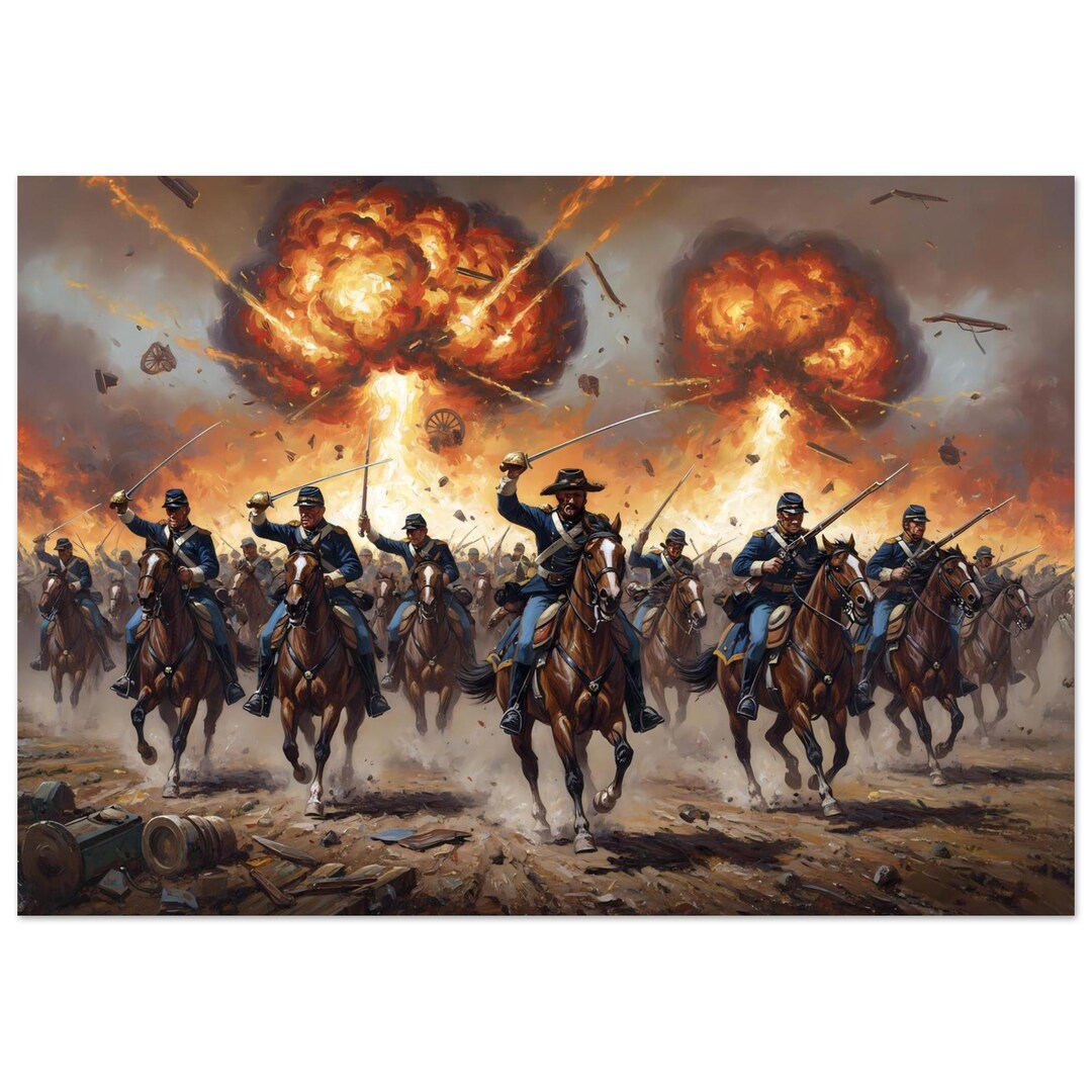 Civil War Cavalry Charge Union Soldiers Battle Art Poster - Etsy