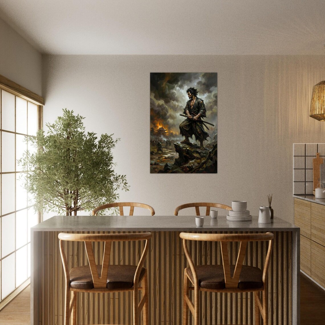 Lone Ronin Samurai Warrior Oil Painting Style Poster - Etsy