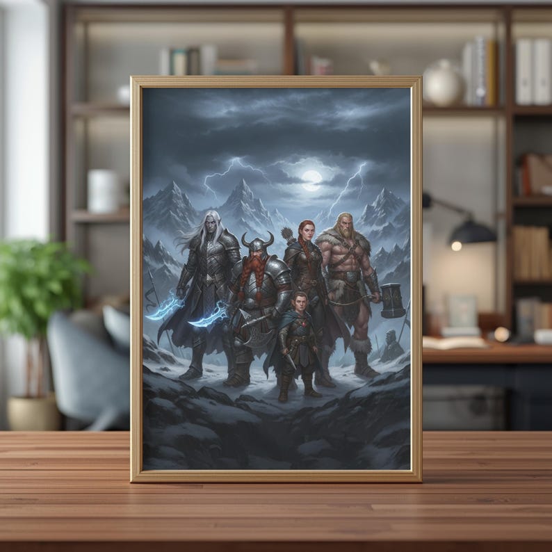 Drow Elf Fantasy Adventuring Party Poster | Dark Fantasy RPG Hero Group ...