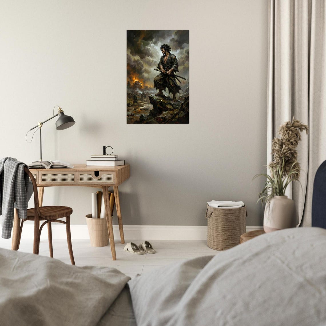 Lone Ronin Samurai Warrior Oil Painting Style Poster - Etsy