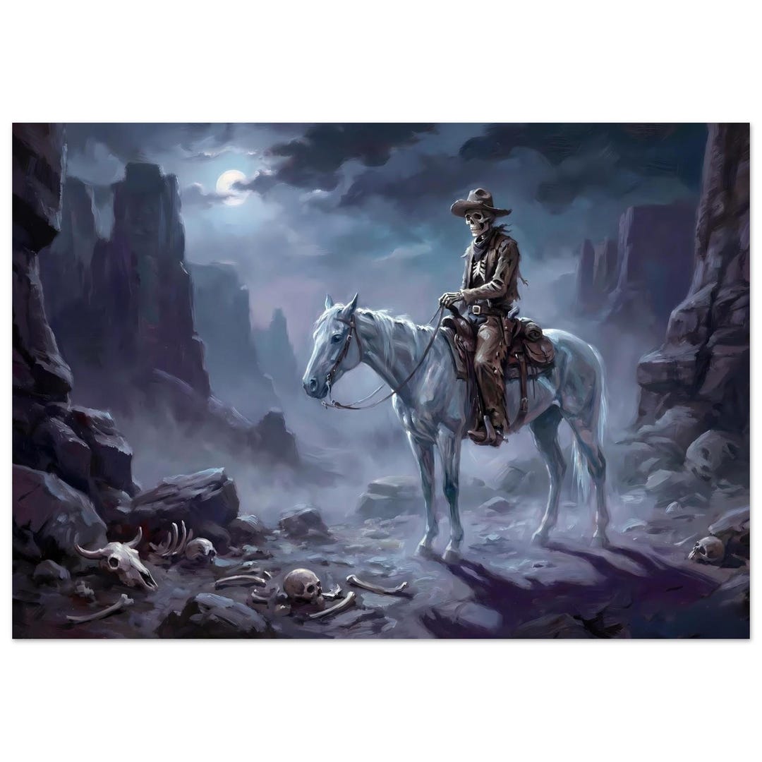 Gothic Western Dark Fantasy Poster Skeleton Cowboy Print - Etsy