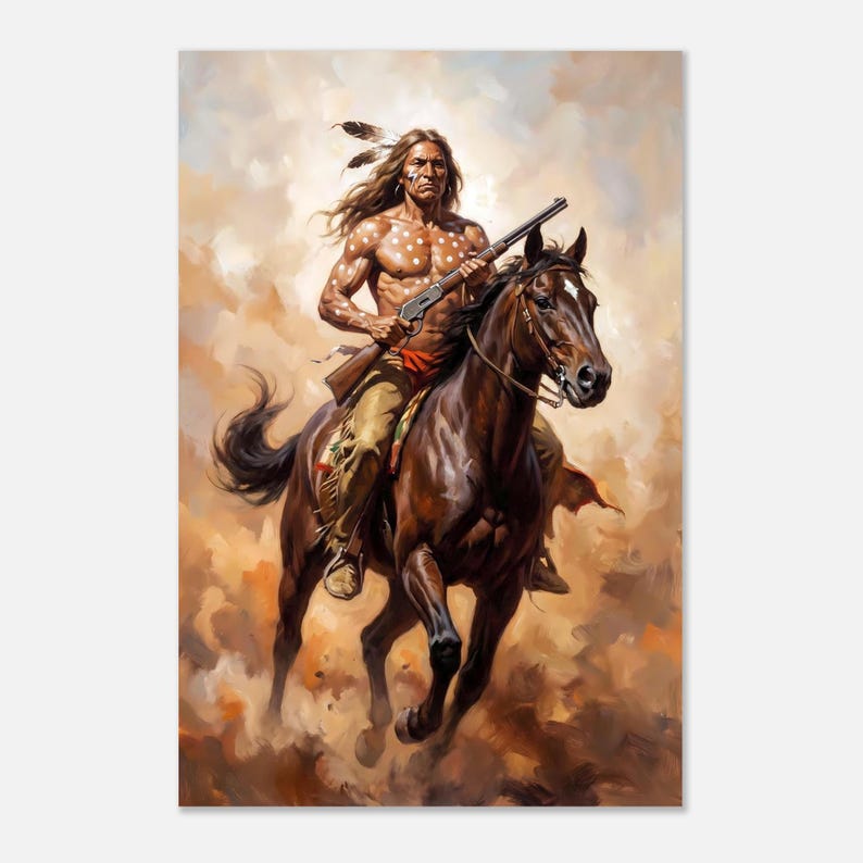 Crazy Horse Native American Warrior Oil Painting Style Poster - Etsy
