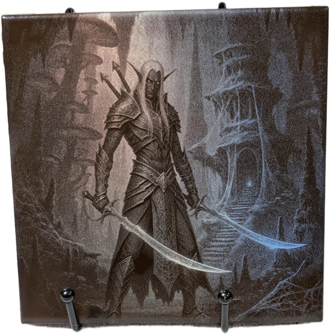 Drizzt Do'urden Drow Engraved Ceramic Tile 6" Dark Elf Fantasy Art Gift ...