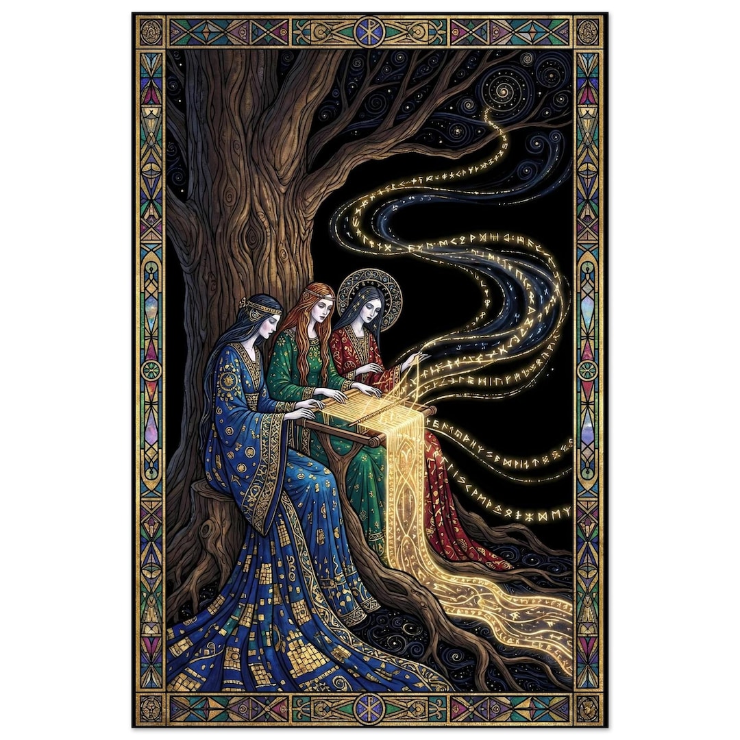 The Norns Weaving Fate Under Yggdrasil Art Norse Mythology Poster - Etsy
